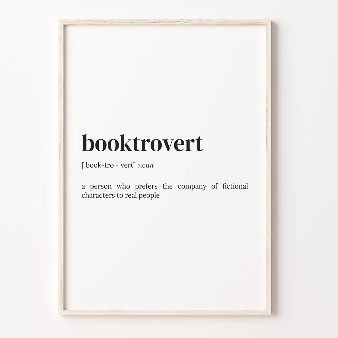 Booktrovert Definition Print, Book Lover Quote Wall Art Poster Unframed ...