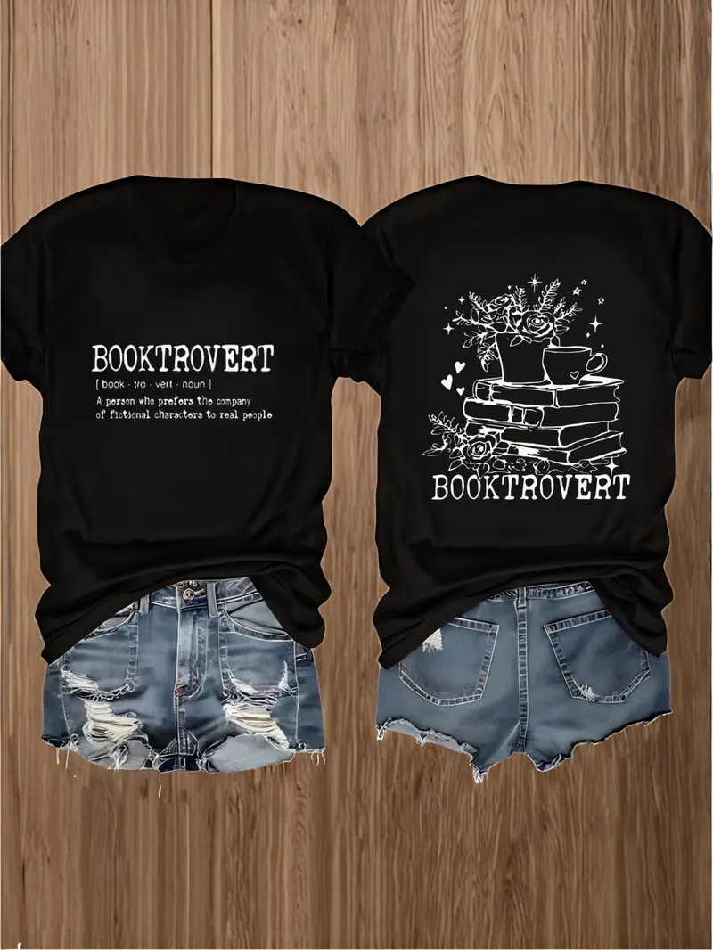 Booktrovert Definition Women Gift for Reading Graphic Short Sleeve Tee ...