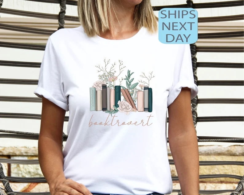 Booktrovert Floral Books Reading Lover Flower T-Shirt - Walmart.com