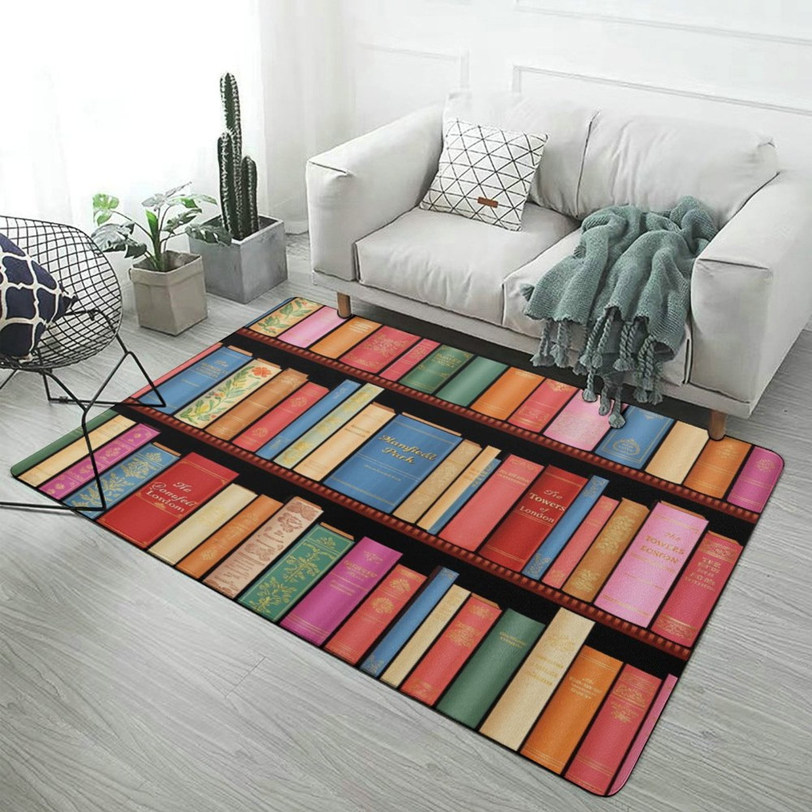 Bookworm Antique Book Library Carpet Soft Comfy Rug for Home Living ...