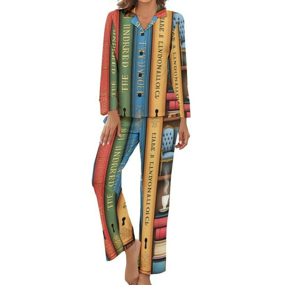 Bookworm Antique Book Library Pajamas Woman Vintage Pajamas Set 2 Piece ...