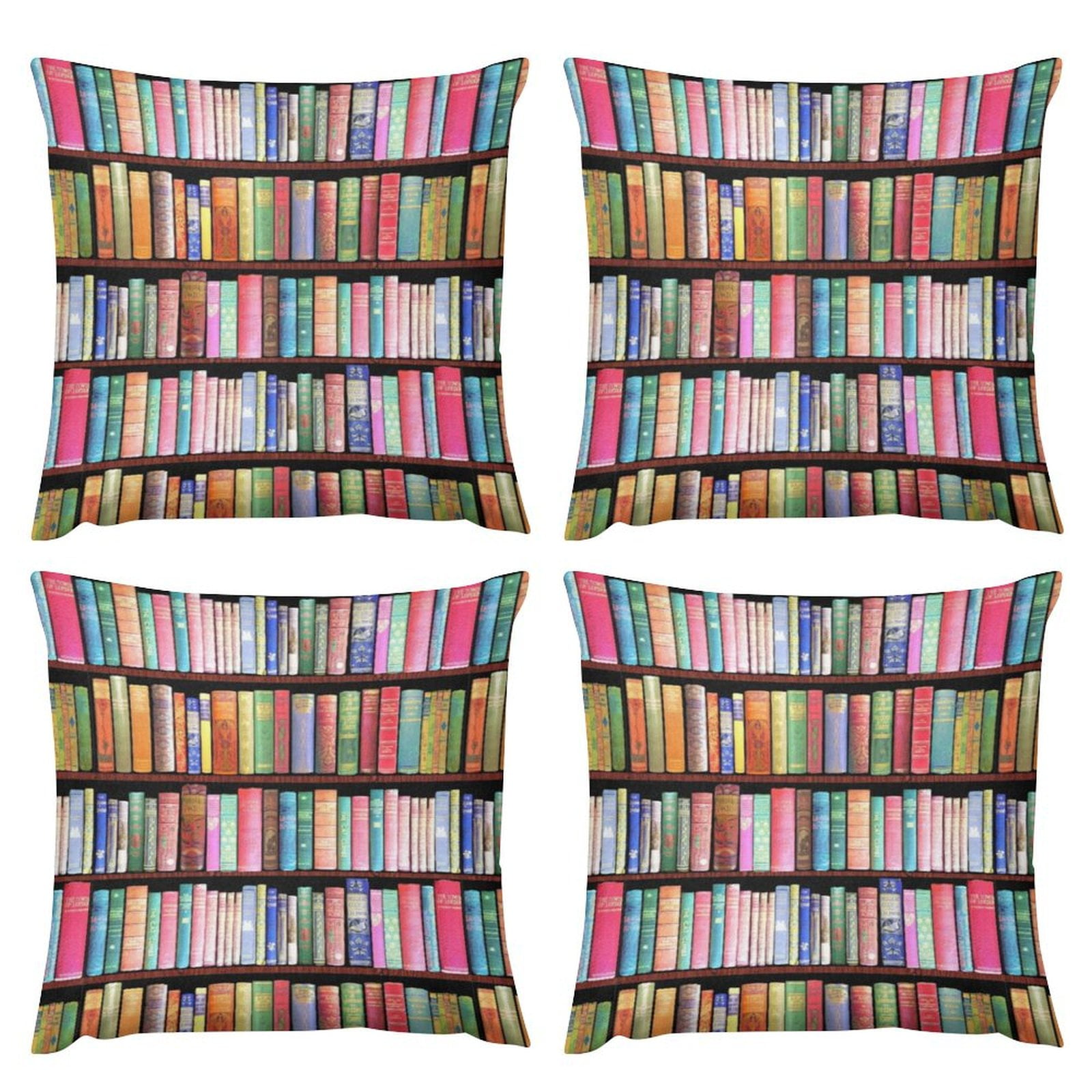 Bookworm Antique Book Library, Vintage Book Shelf 4 Pcs Cushion Covers ...