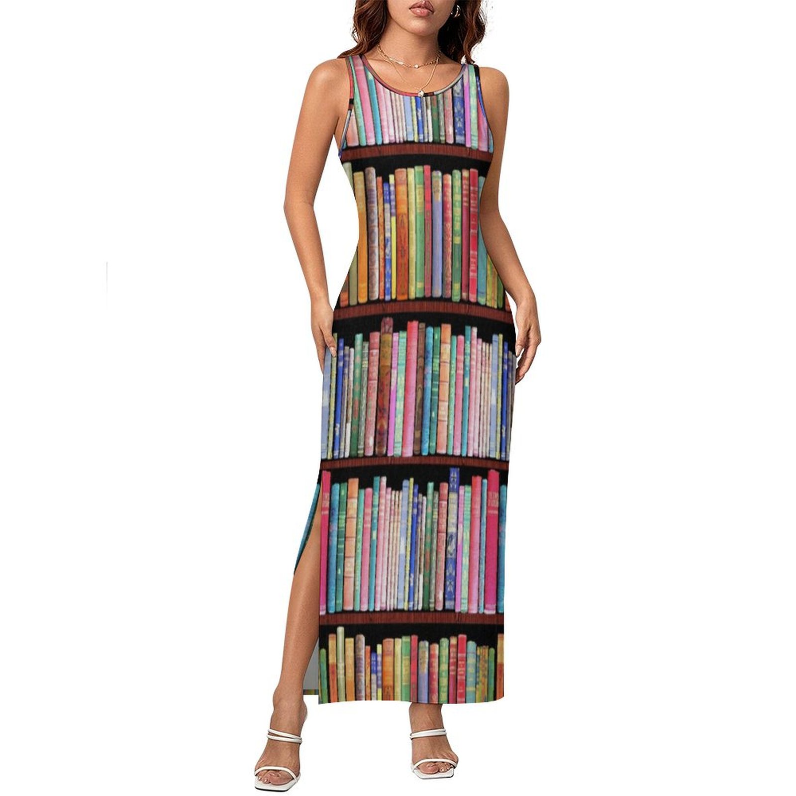 Bookworm Antique Book Library, Vintage Book Shelf Ladies Summer Dresses ...