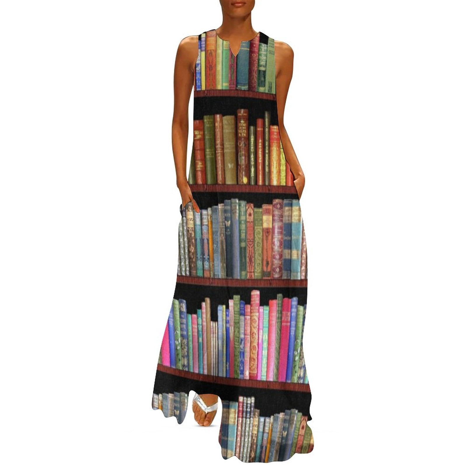 Bookworm Antique Book Library Vintage Book Shelf Long Dress Women's ...
