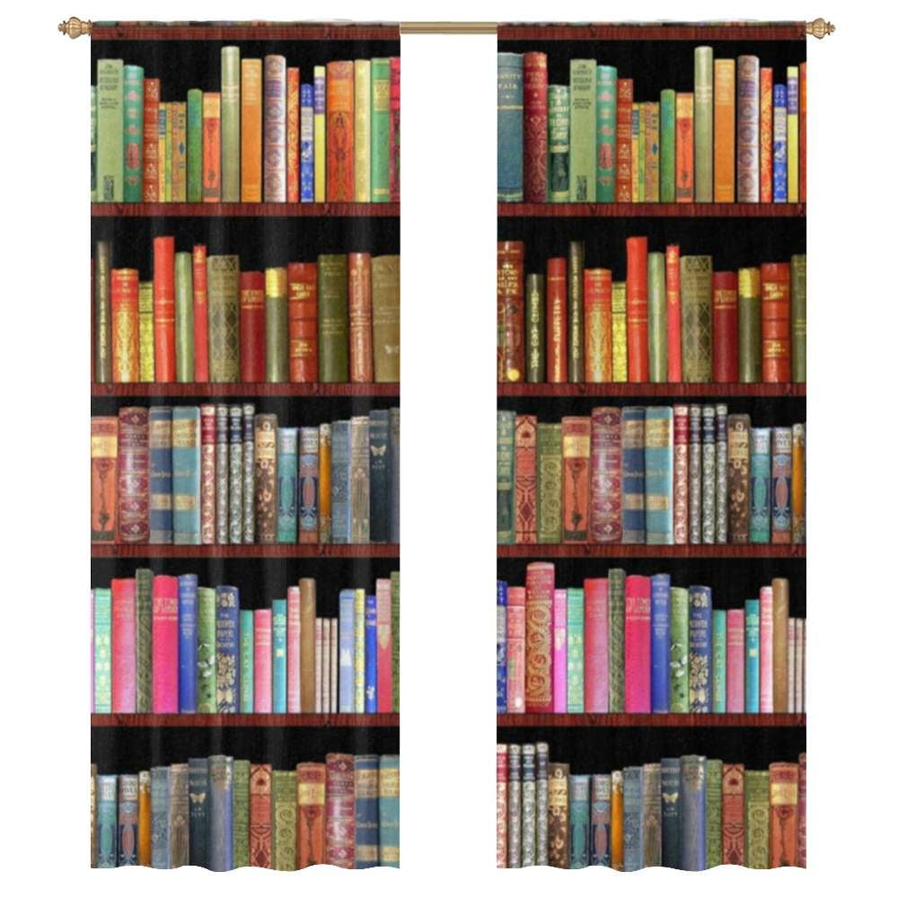 Bookworm Antique Book Library Vintage Book Shelf Tulle Curtains For ...