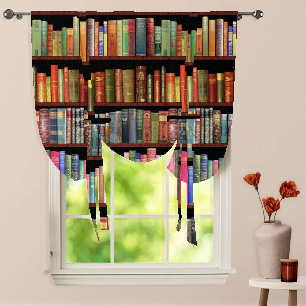 Bookworm Antique Book Library Vintage Book Shelf Window Curtain for ...