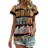 Bookworm Antique Book Library Vintage Book Shelf Women's Blouse Short ...