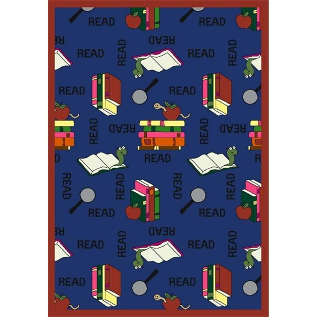 Bookworm Blue 7 ft.8 in. x 10 ft.9 in. WearOn Nylon Machine Tufted- Cut ...