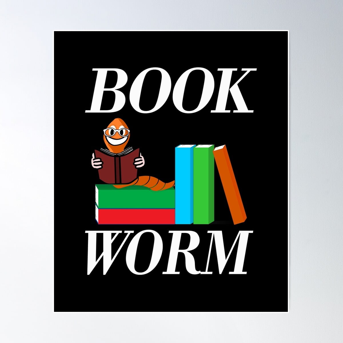 Bookworm Bookstable Poster Wall Art, Modern Wall Decor For Living Room ...
