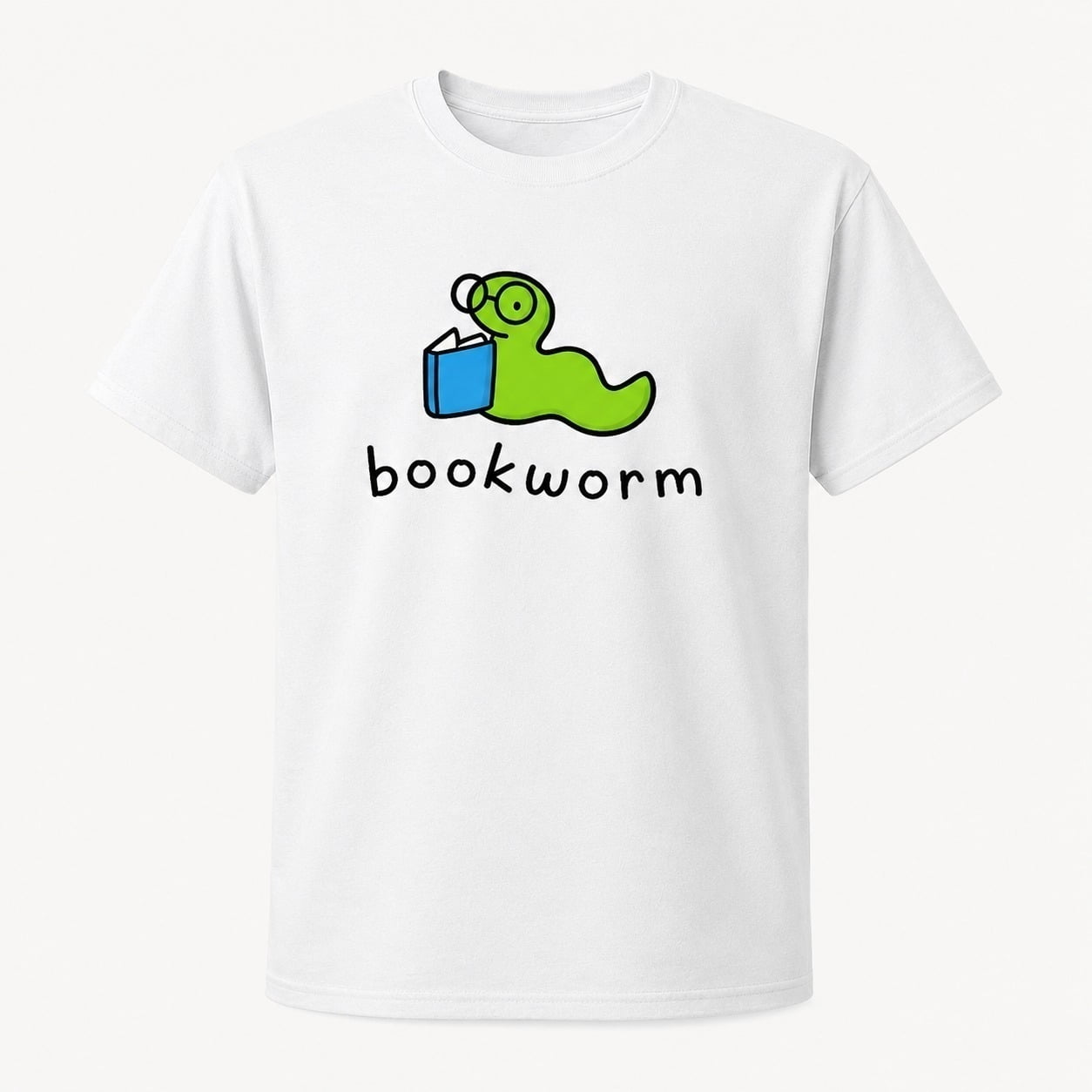 Bookworm Cartoon Reading Worm T-Shirt, Funny Book Lover Graphic Tee ...