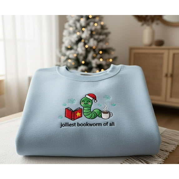 Bookworm Christmas Shirt | Cute Reader Holiday Sweatshirt | Cozy ...