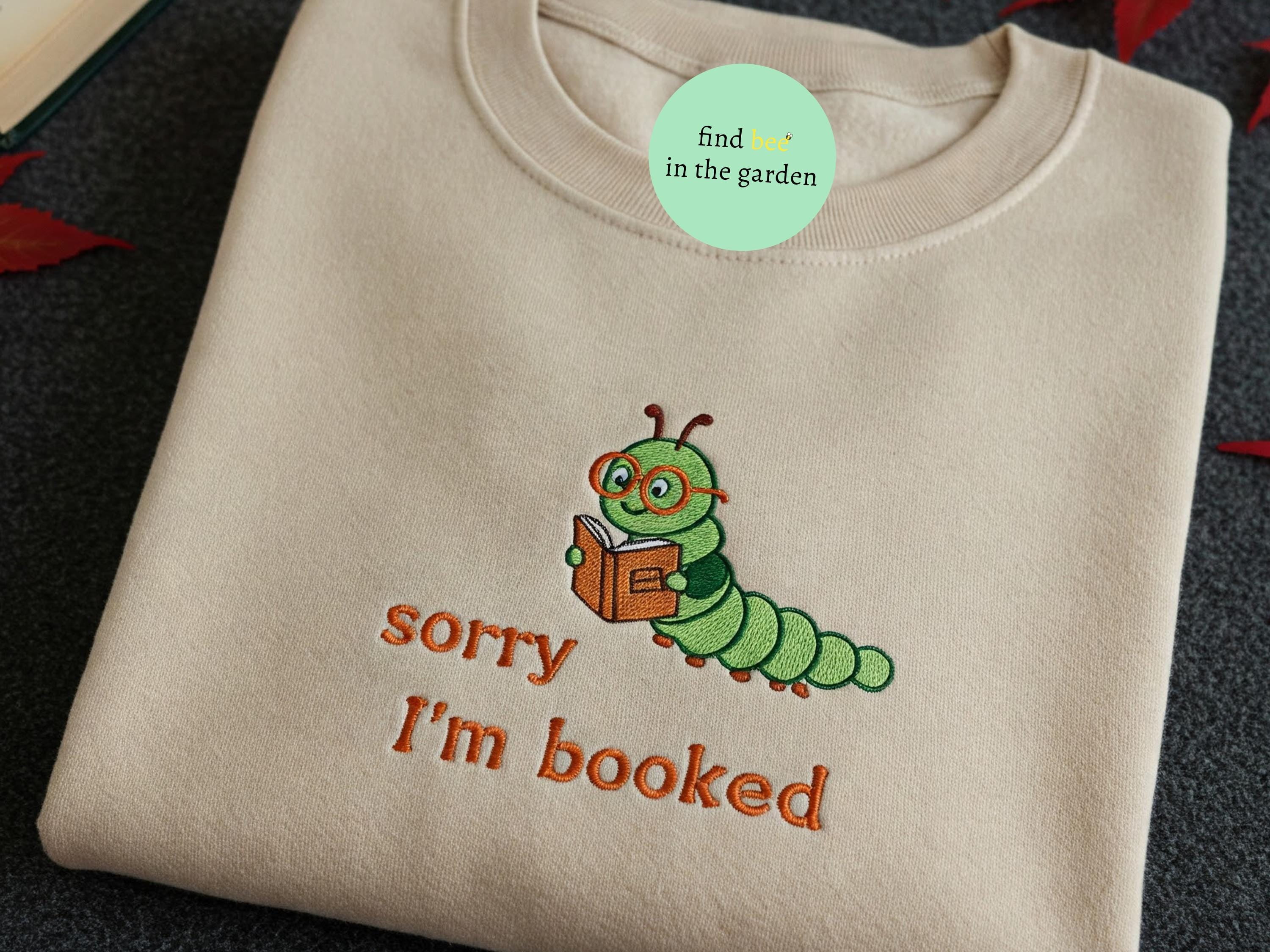 Bookworm Embroidered Sweatshirt, Cute Reading Lover Crewneck, Book ...