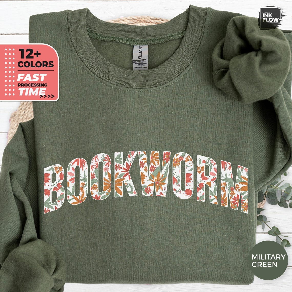 Bookworm Floral Sweatshirt, Wildflower Book Sweater, Floral Reading ...