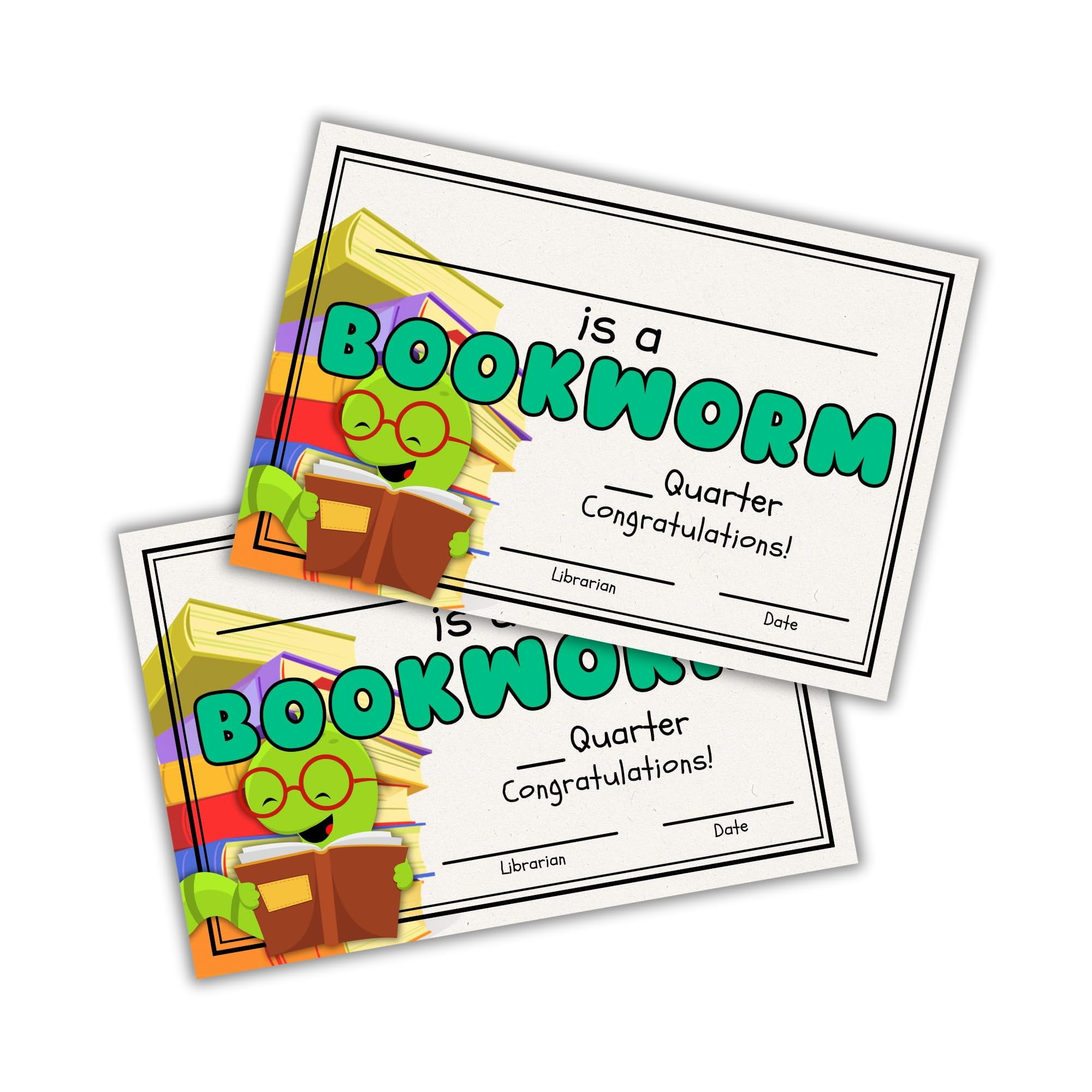Bookworm Reader Award Certificate Postcard 30 pk 4x6 of Improvement ...