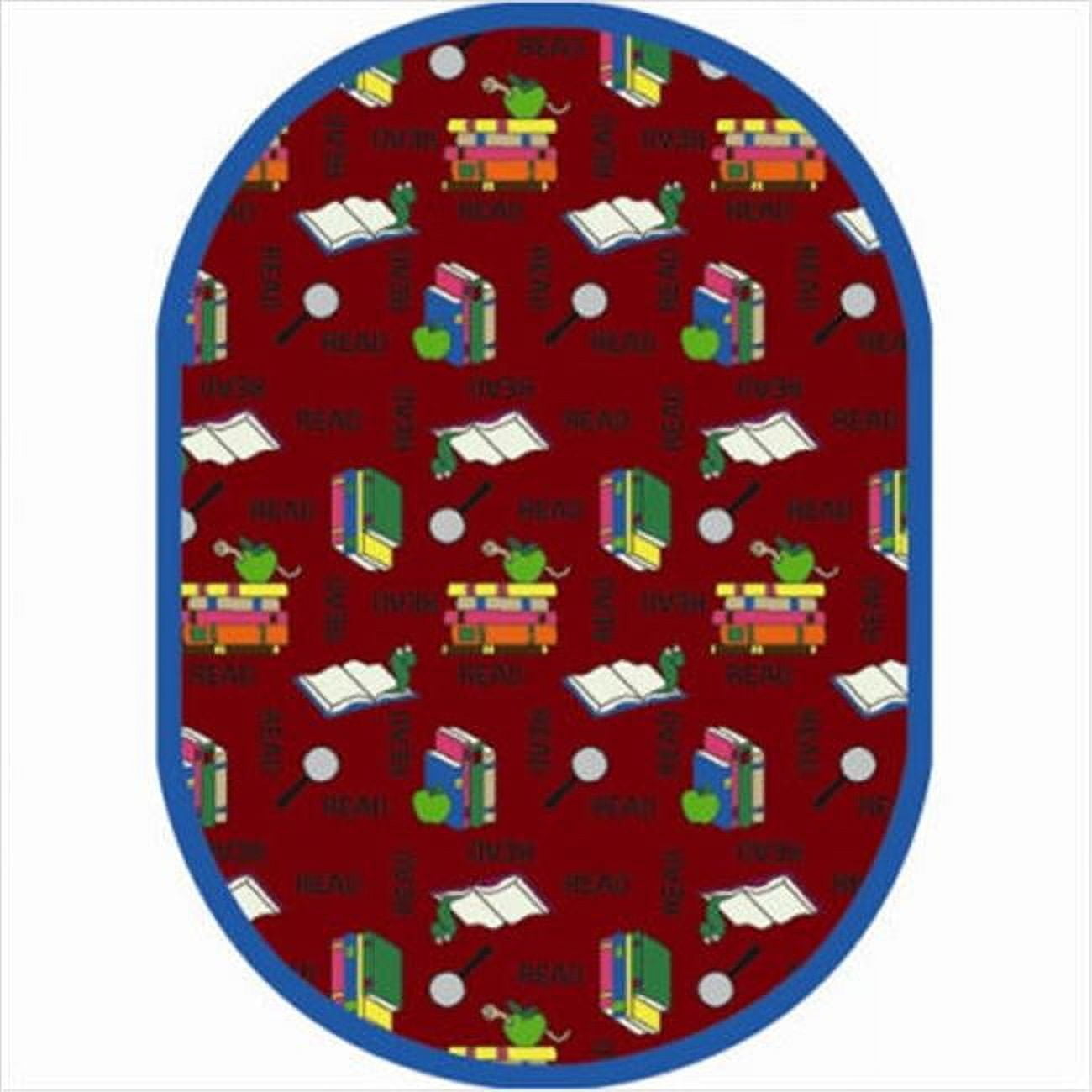 Bookworm Red 5 ft.4 in. x 7 ft.8 in. Oval WearOn Nylon Machine Tufted ...