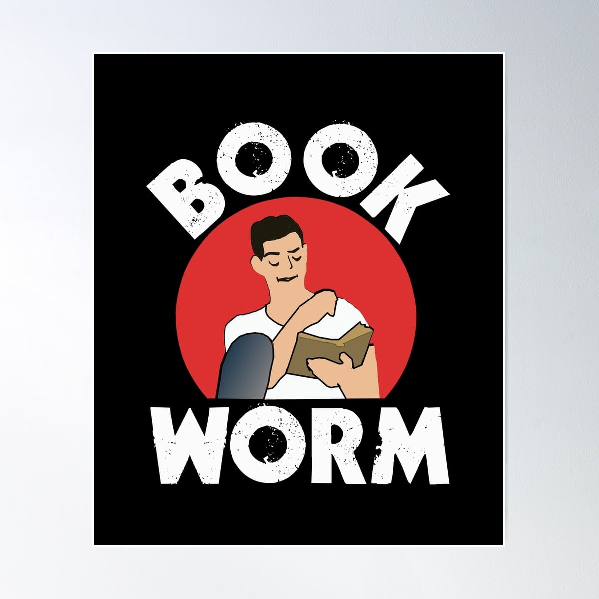 Bookworm Silhouette Guy Poster Wall Art, Modern Wall Decor For Living ...