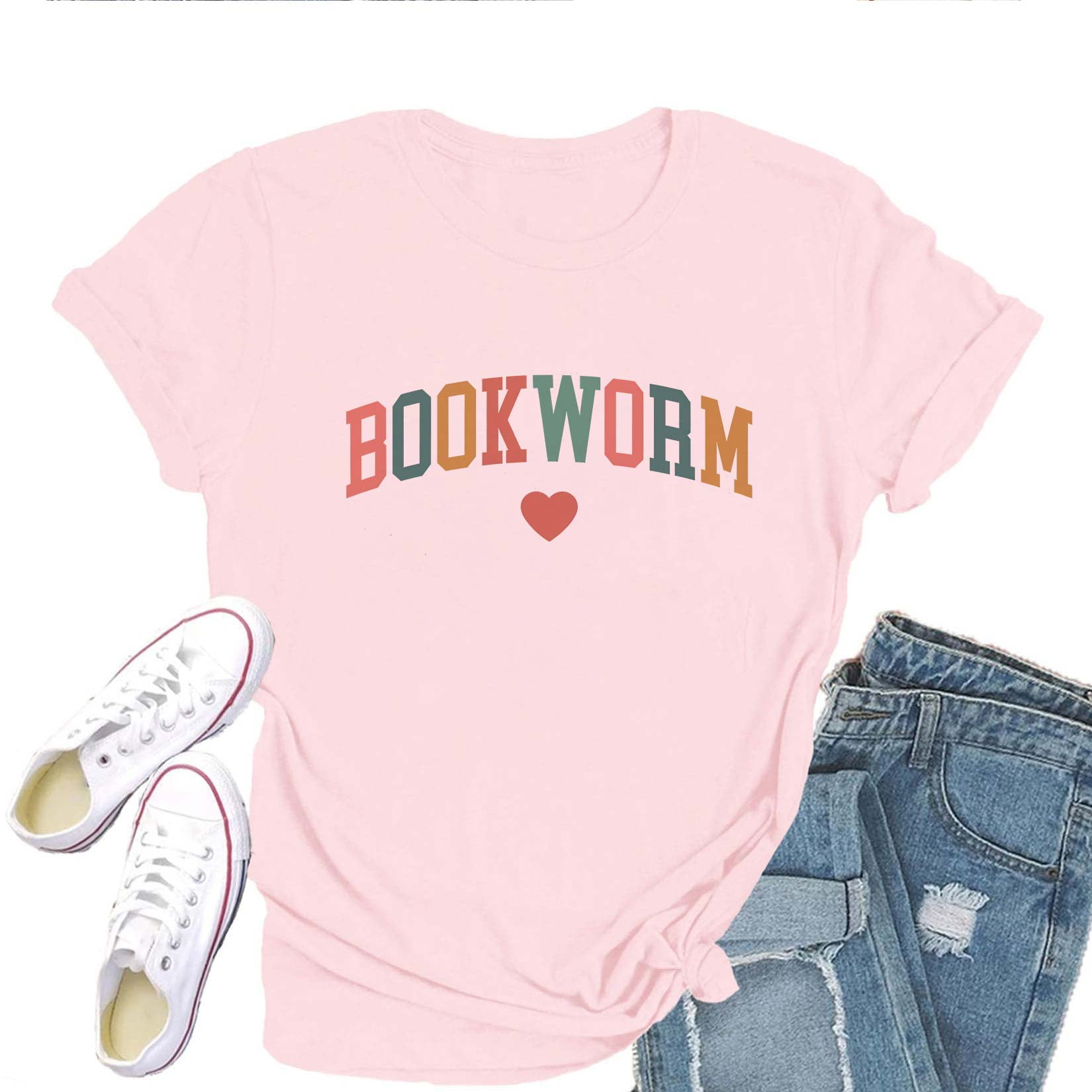 Bookworm T-Shirt for Women,Cute Reading Lover Bookish Graphic Tee for ...
