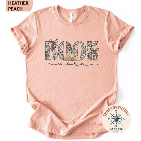 Bookworm TShirt Floral Book TShirt Books Lover Gift Teacher Reading ...