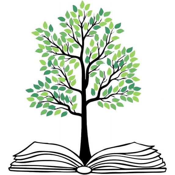 Bool Tree of Wisdom Wall Sticker Green Tree Reading Wall Decal Tree of ...