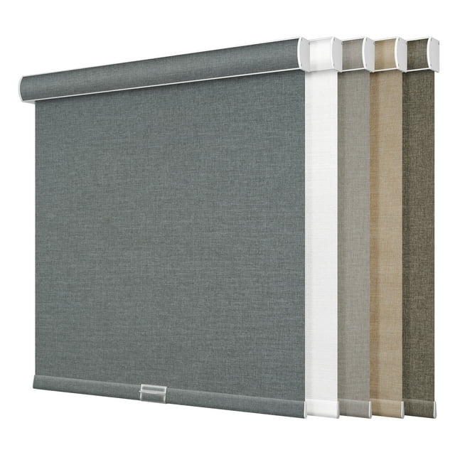 Boolegon Blackout Roller Shades for Windows,Cordless,Linen Fabric ...