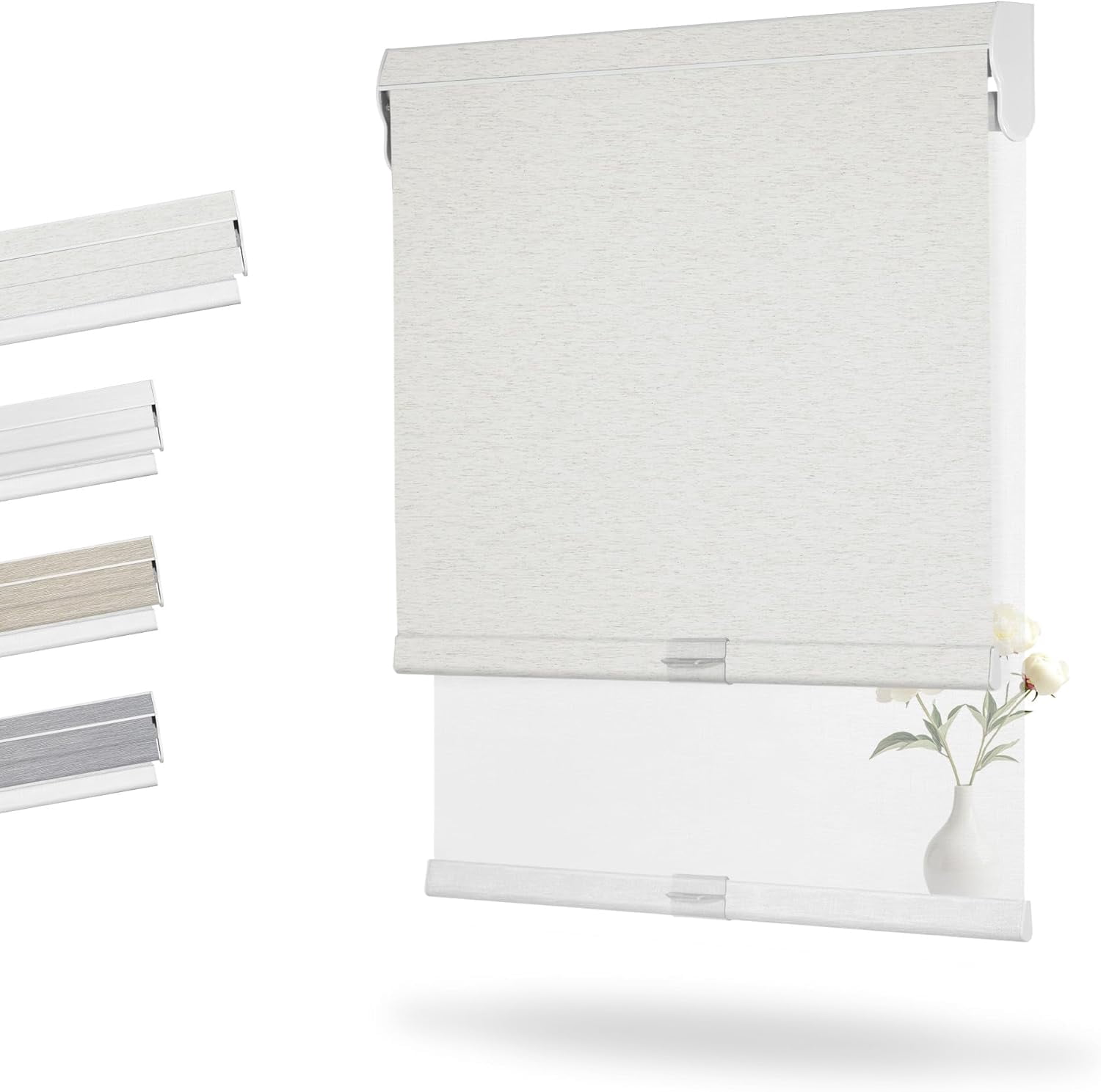 Boolegon Dual Roller Shades, Cordless Double Window Shades Blackout and ...