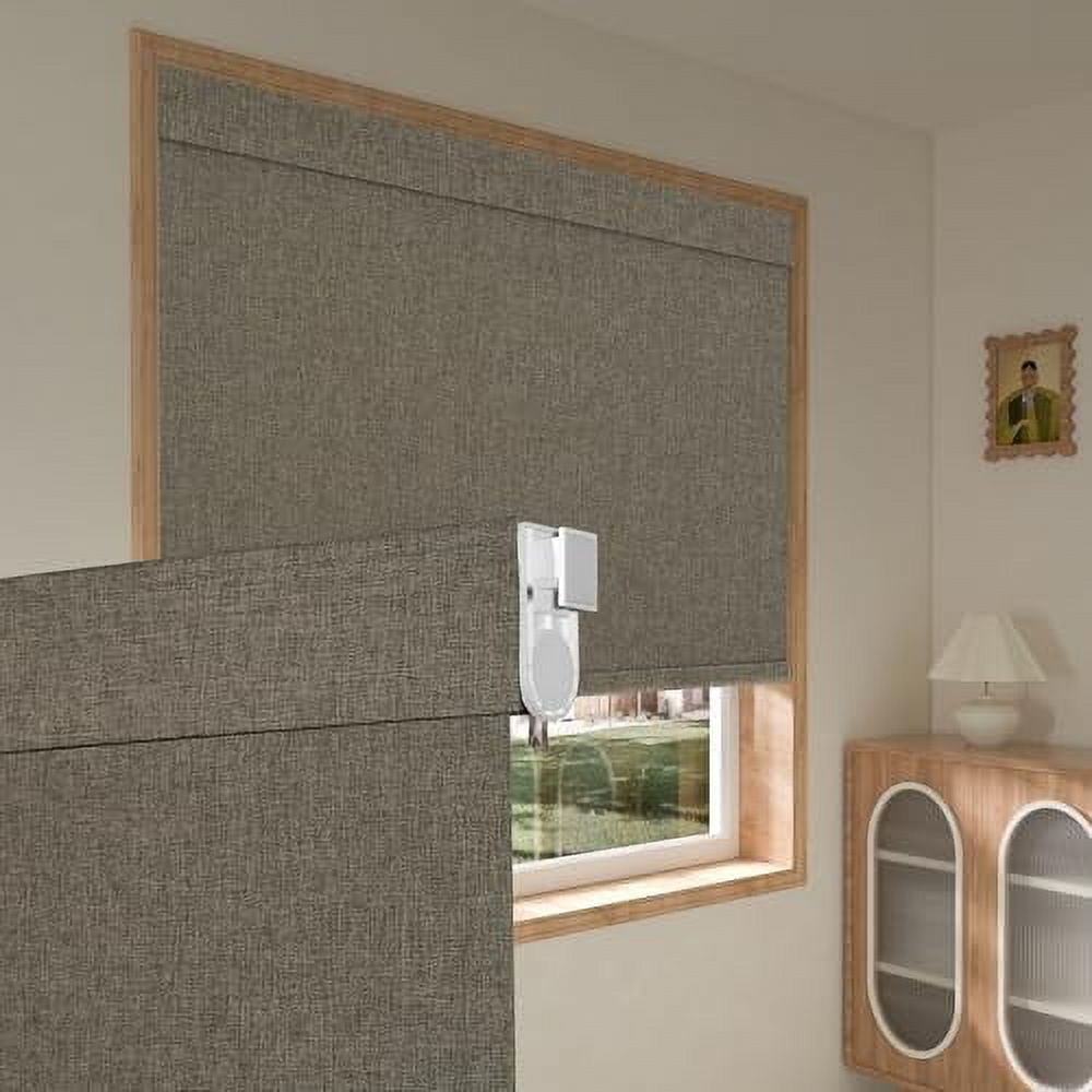 Boolegon No Drill No Tools Roller Shades for Windows, Blackout Linen ...