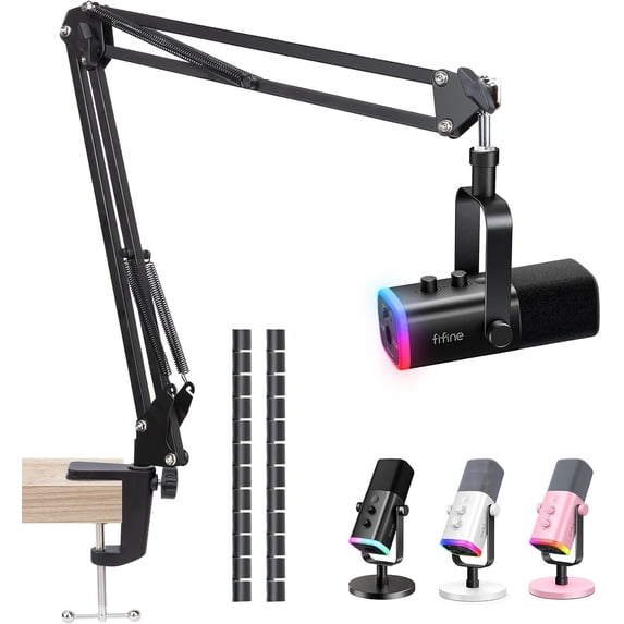 SUNMON for Fifine AM8 Gaming Microphone Stand - Metal Scissor Boom Arm ...