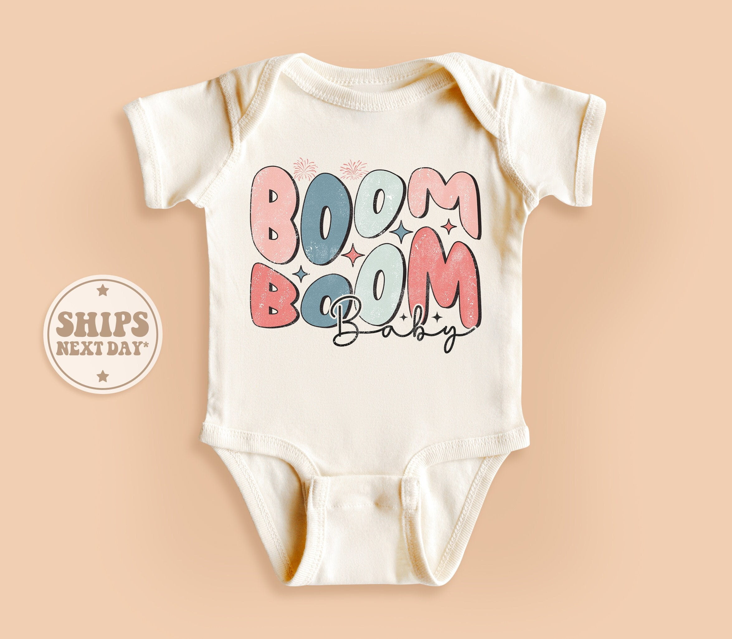 Boom Boom Baby Bodysuit, Boom Boom Onesie, Vintage Natural Baby Onesie ...