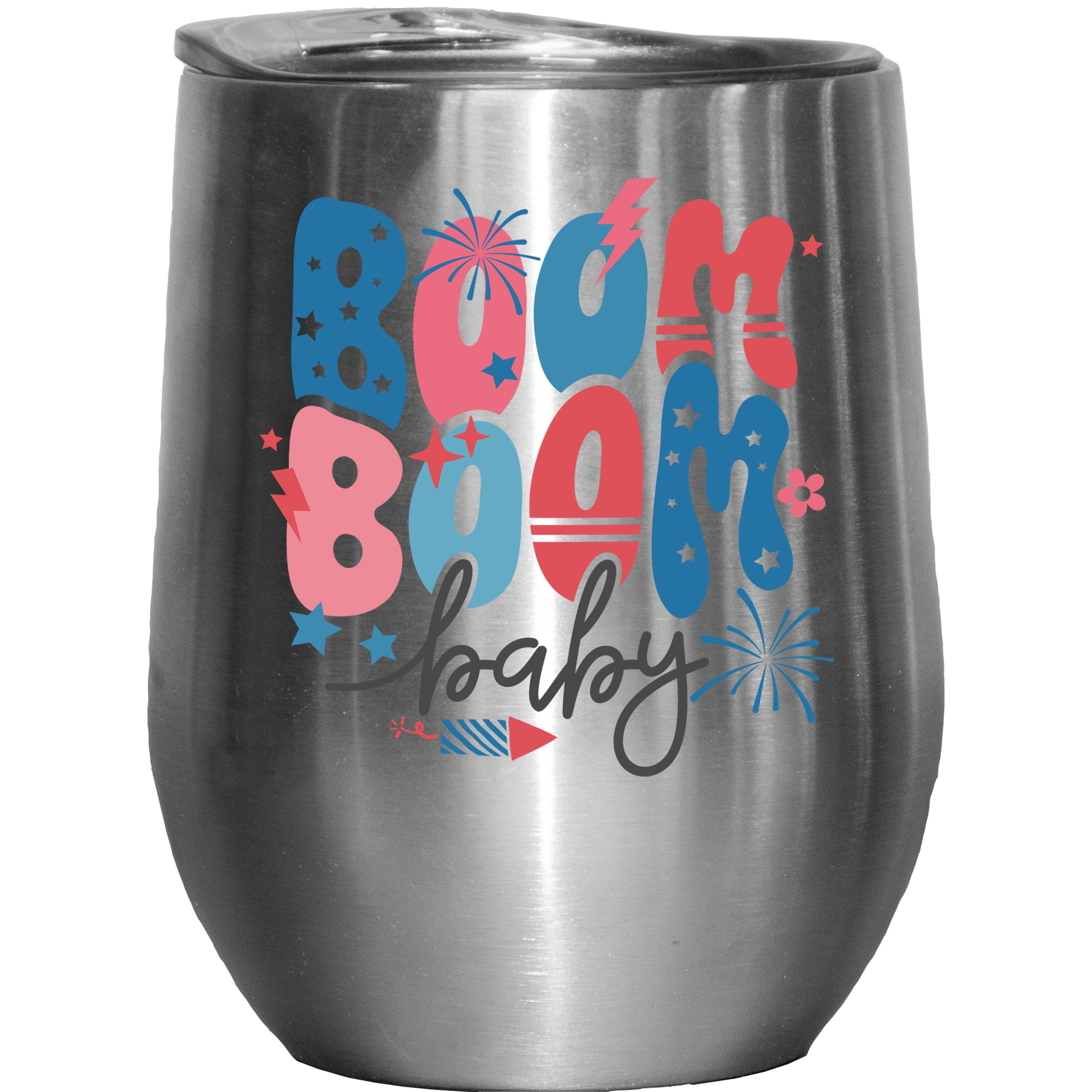 Boom Boom Baby, 4th of July Art Merch Gift, Stainless Steel 12oz Wine ...