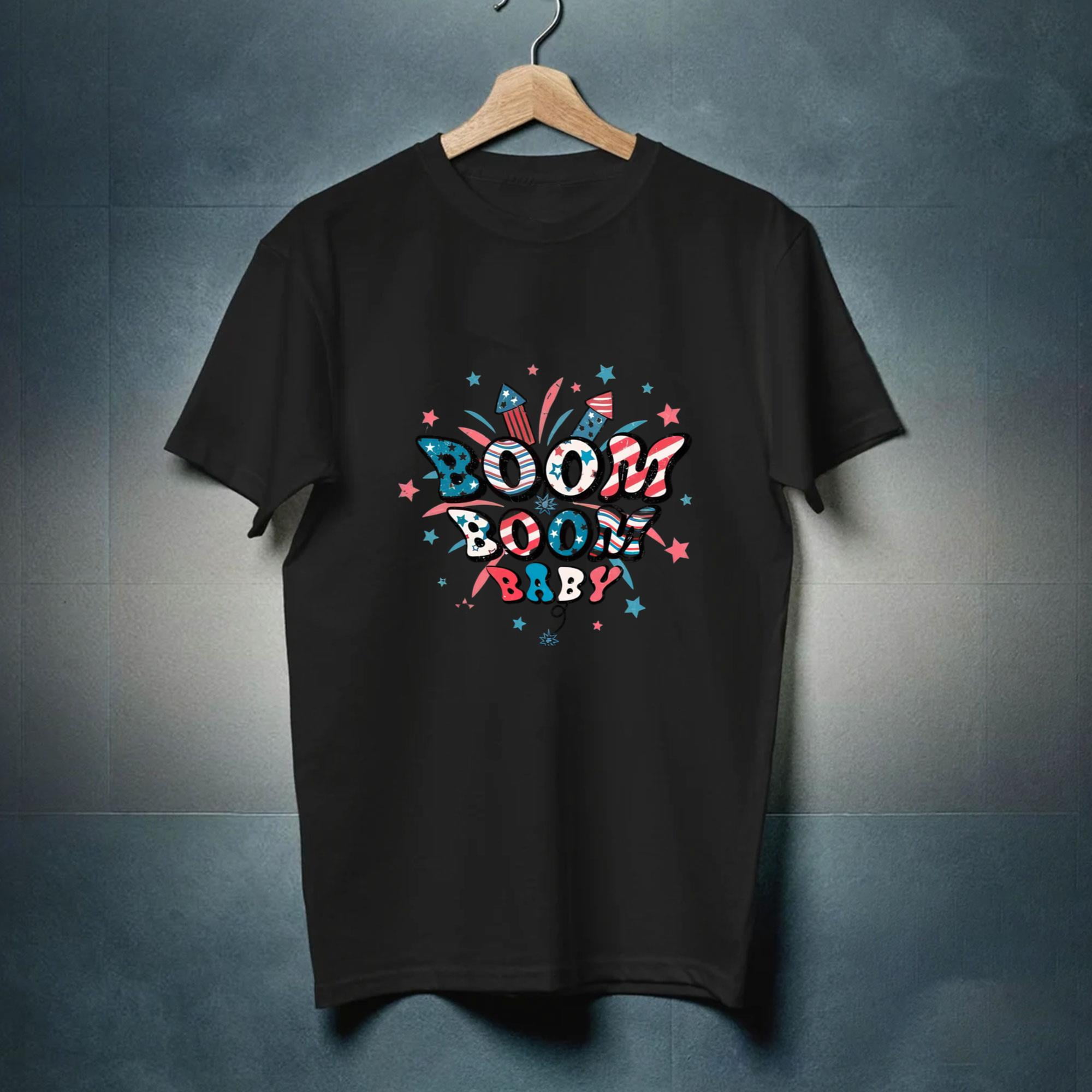 Boom Boom Baby Shirt, 4th of July Firework Graphic Tee with Patriotic ...