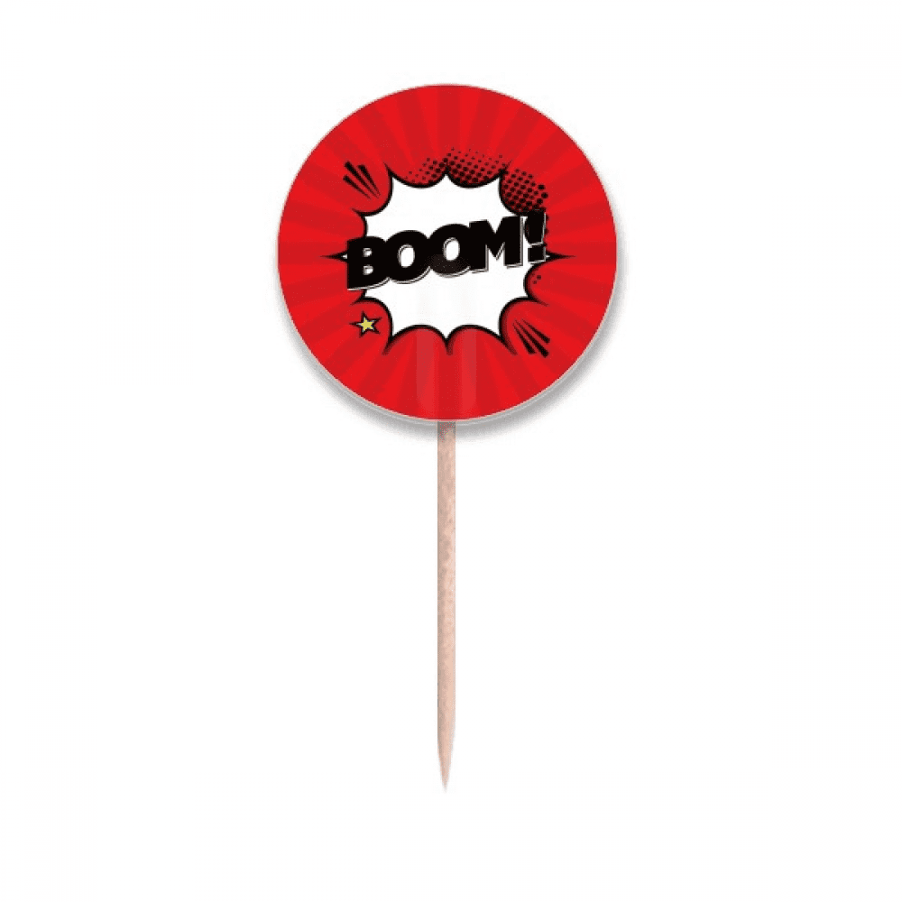 Boom Cartoon Spark Art Deco Fashion Toothpick Flags Round Labels Party ...