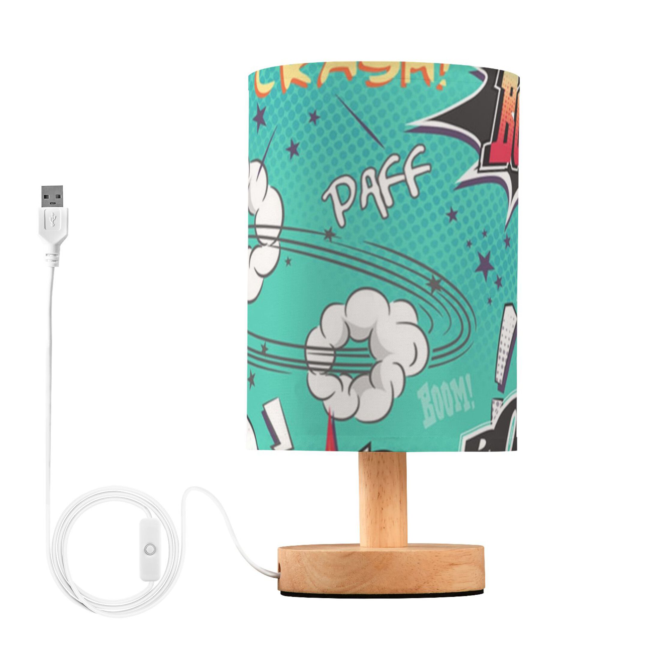 Boom Crash Comic Cartoon Pattern Bedside Table Lamp LED Warm Lights ...