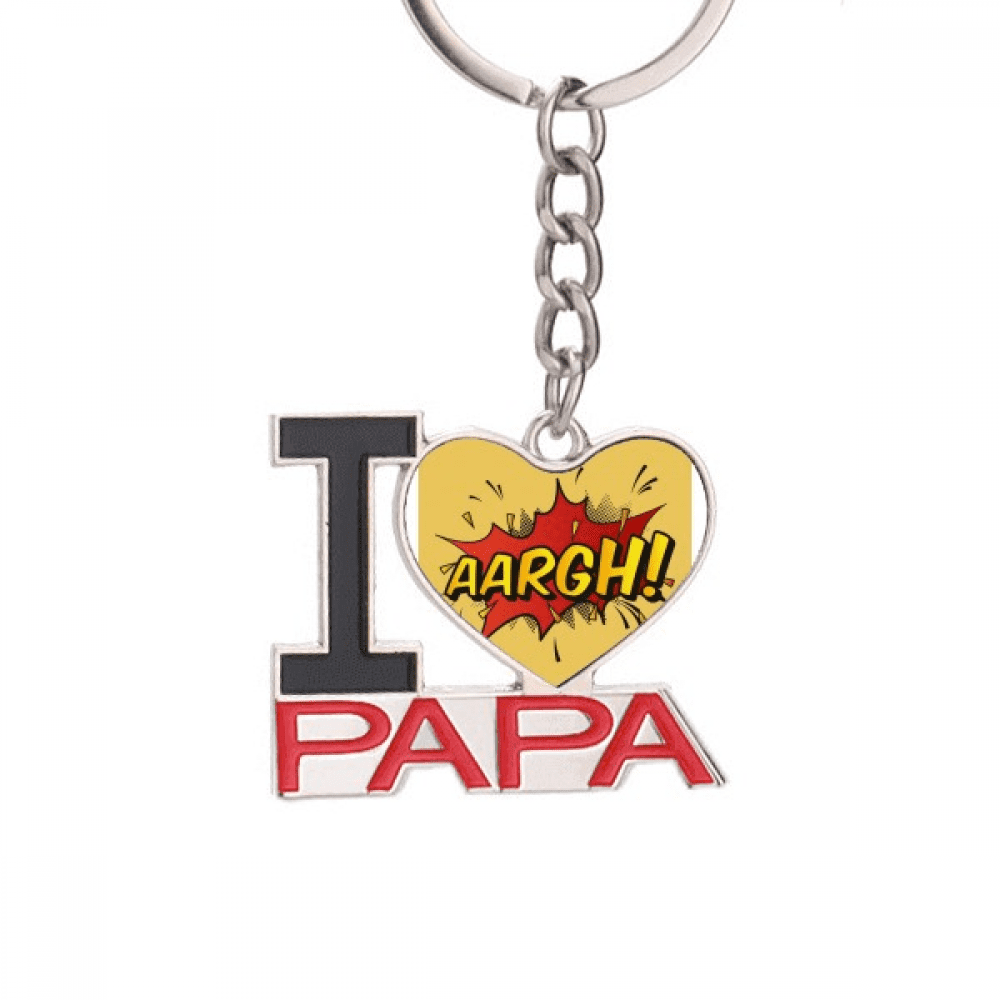 Boom Dialog Spark Exclamation Keychain Metal Keyring Holder Love PAPA ...