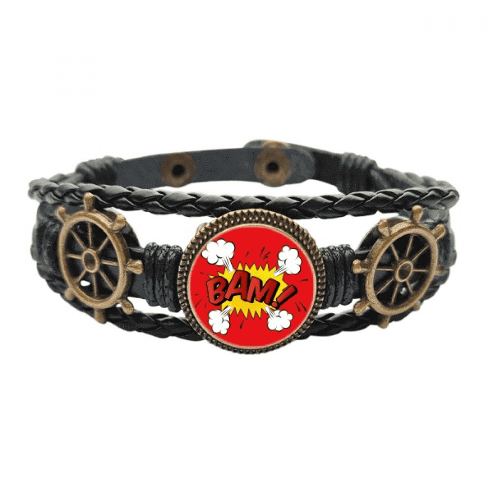Boom Exclamation Spark Art Deco Fashion Leather Braided Ocean Bracelet ...