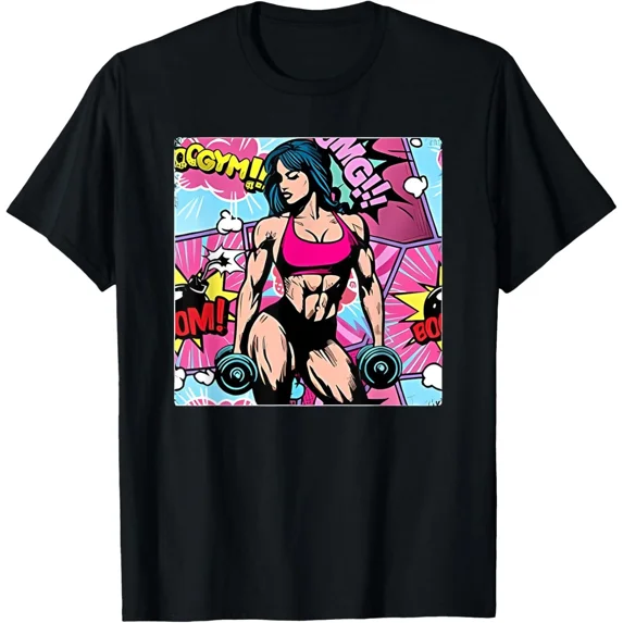 Boom Gym Tri Rocker Funny Fitness Workout Graphic Humor Aesthetic Art ...