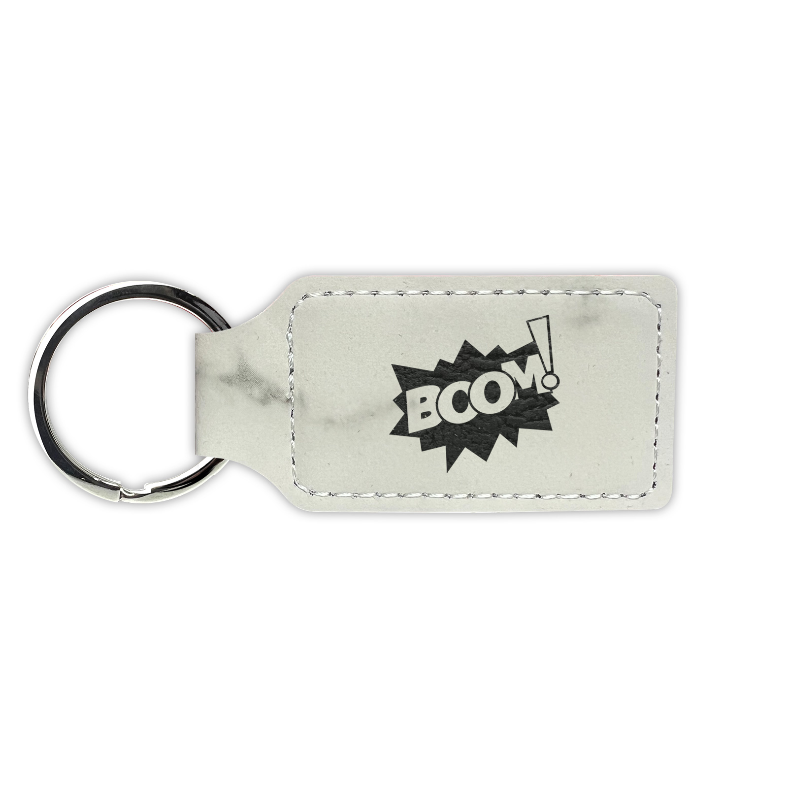 Boom! Keychain Leatherette Rectangle - Laser Engraved - Many Colors ...