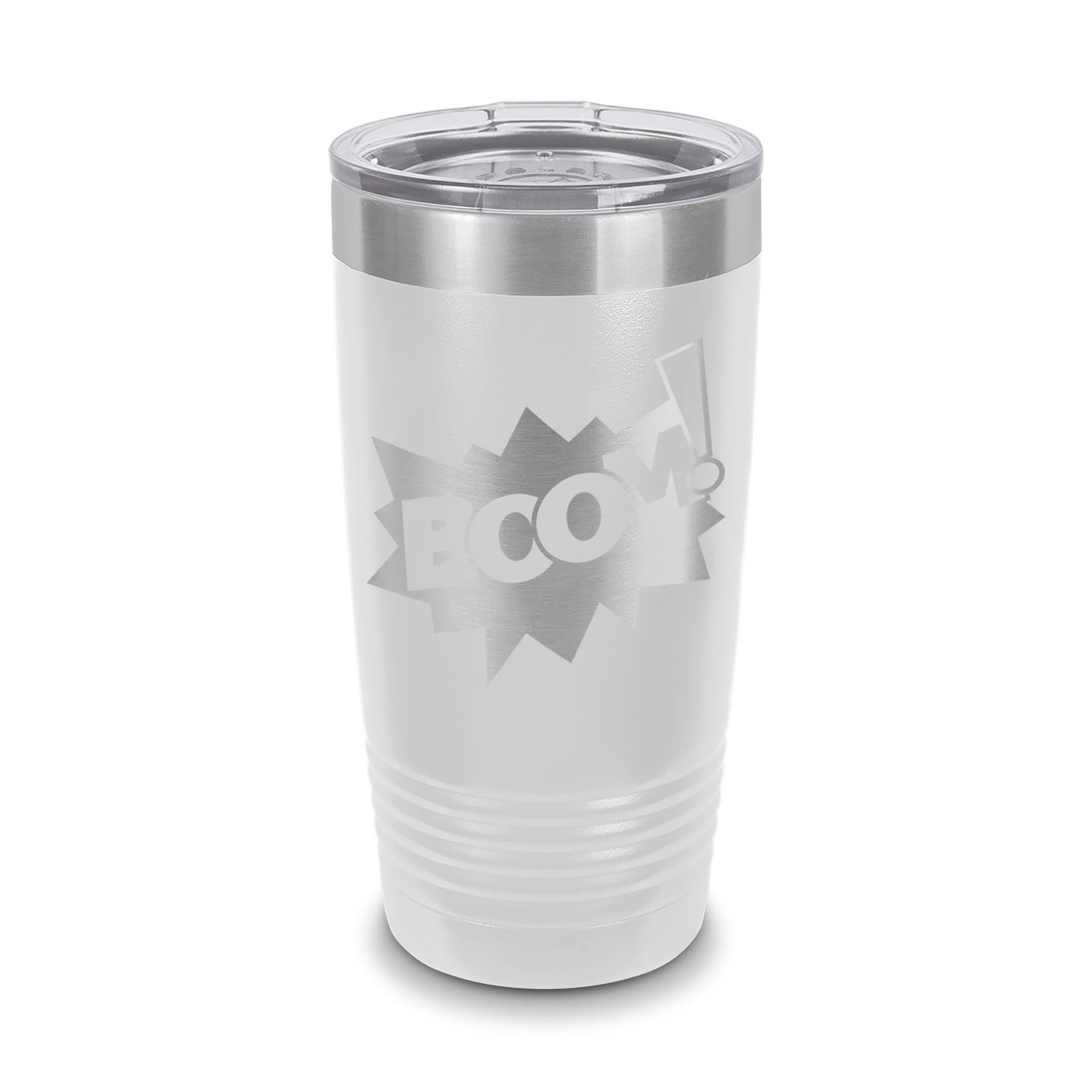 Boom! Tumbler 20 oz - Laser Engraved w/ Clear Lid - Stainless Steel ...