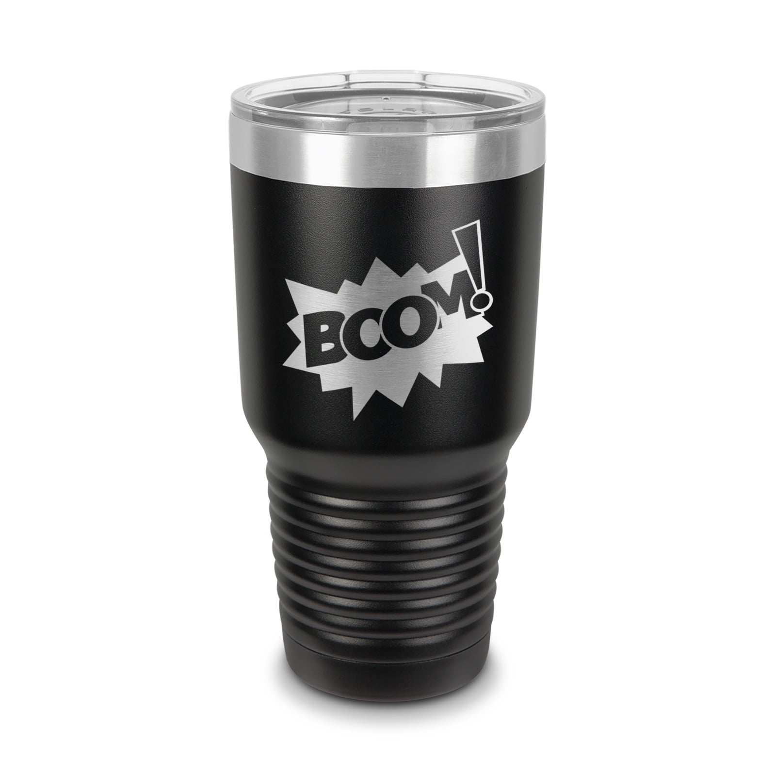 Boom! Tumbler 30 oz - Laser Engraved w/ Clear Lid - Stainless Steel ...
