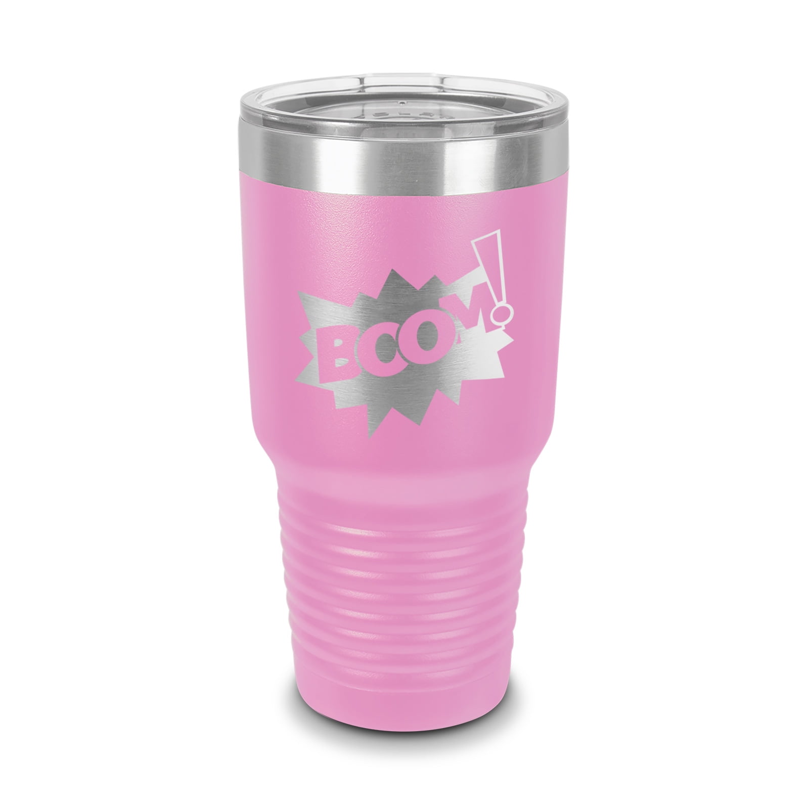 Boom! Tumbler 30 oz - Laser Engraved w/ Clear Lid - Stainless Steel ...