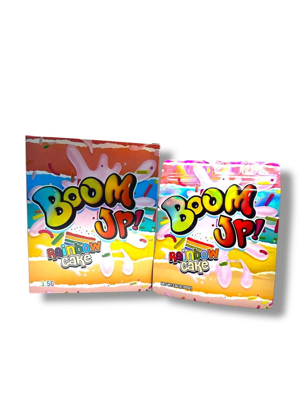 Boom Up Rainbow Cake Mylar Bags + Boxes 100pc 3.5g Resealable Storage ...