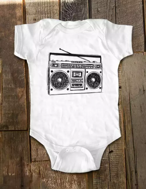 Boombox Boom Box Retro Vintage Music 1980'S Player Baby Bodysuit Cute ...