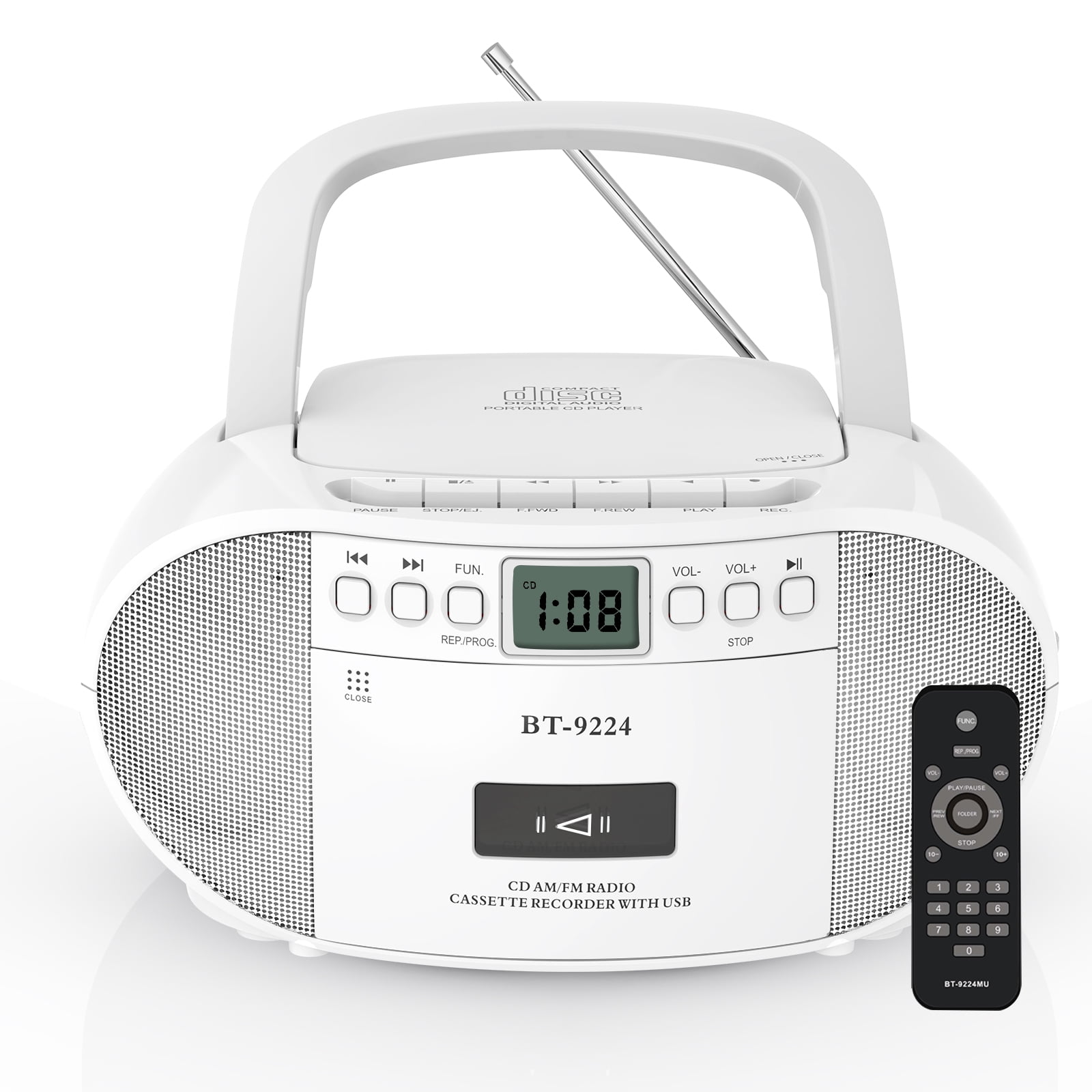 Boombox CD and Cassette Player,Casette Tape Recorder with Remote,AM FM ...