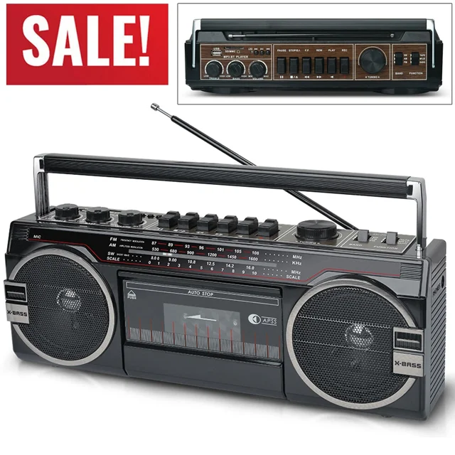 Boombox Radio Cassette Player Recorder AM/FM/SW Radio With Bluetooth ...