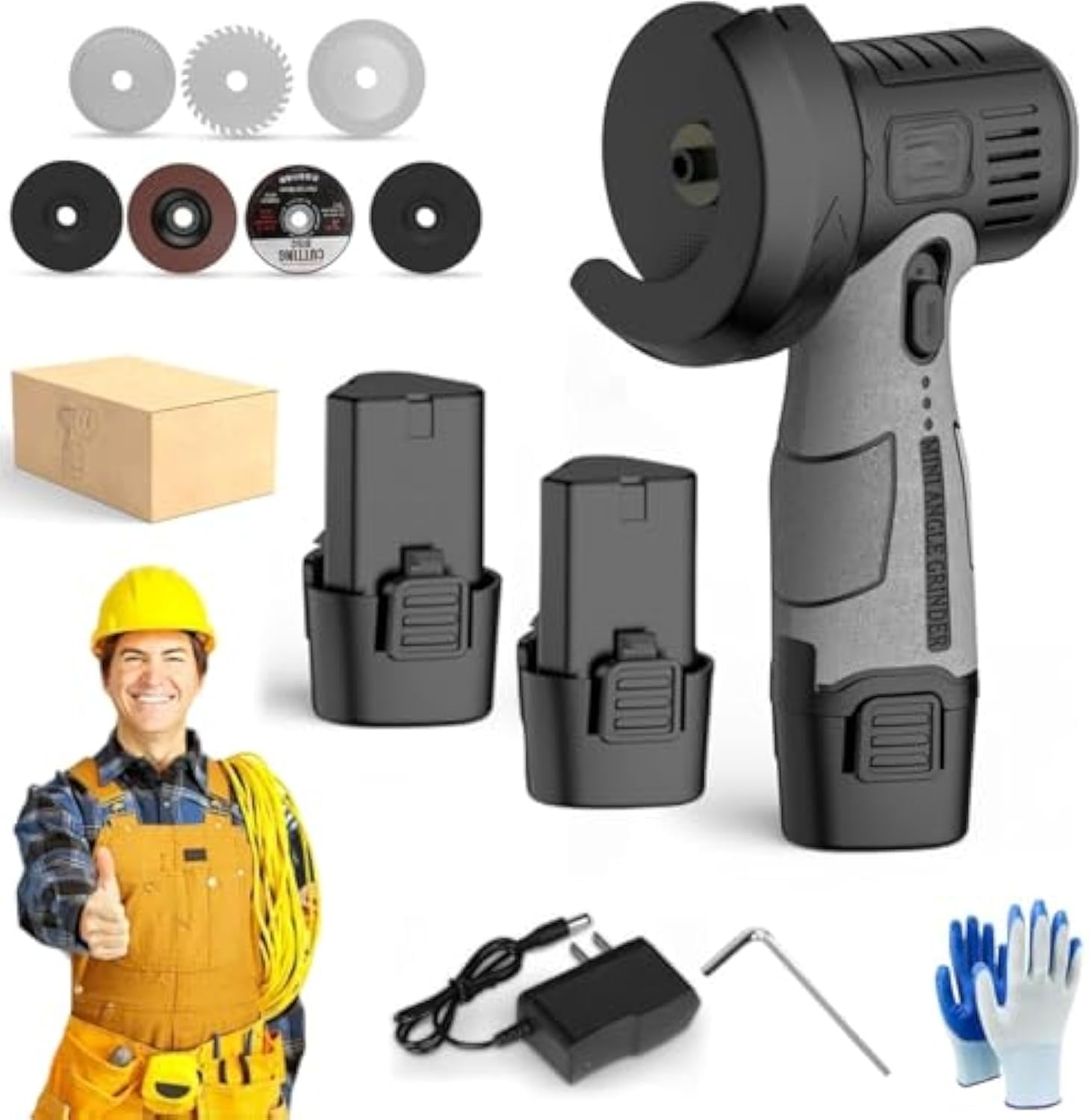 Boomforing 12V Mini Angle Grinder with Cutting Disc, 15,000 Rpm Grinder ...