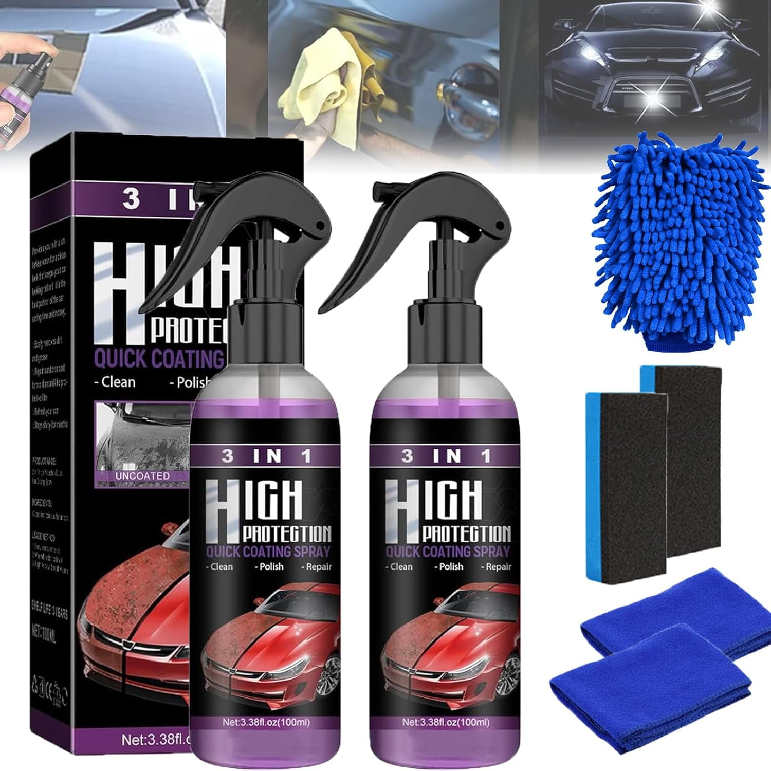 Boomi Car Anti-Scratch Spray, 3 in 1 High Protection Quick Car Coating ...