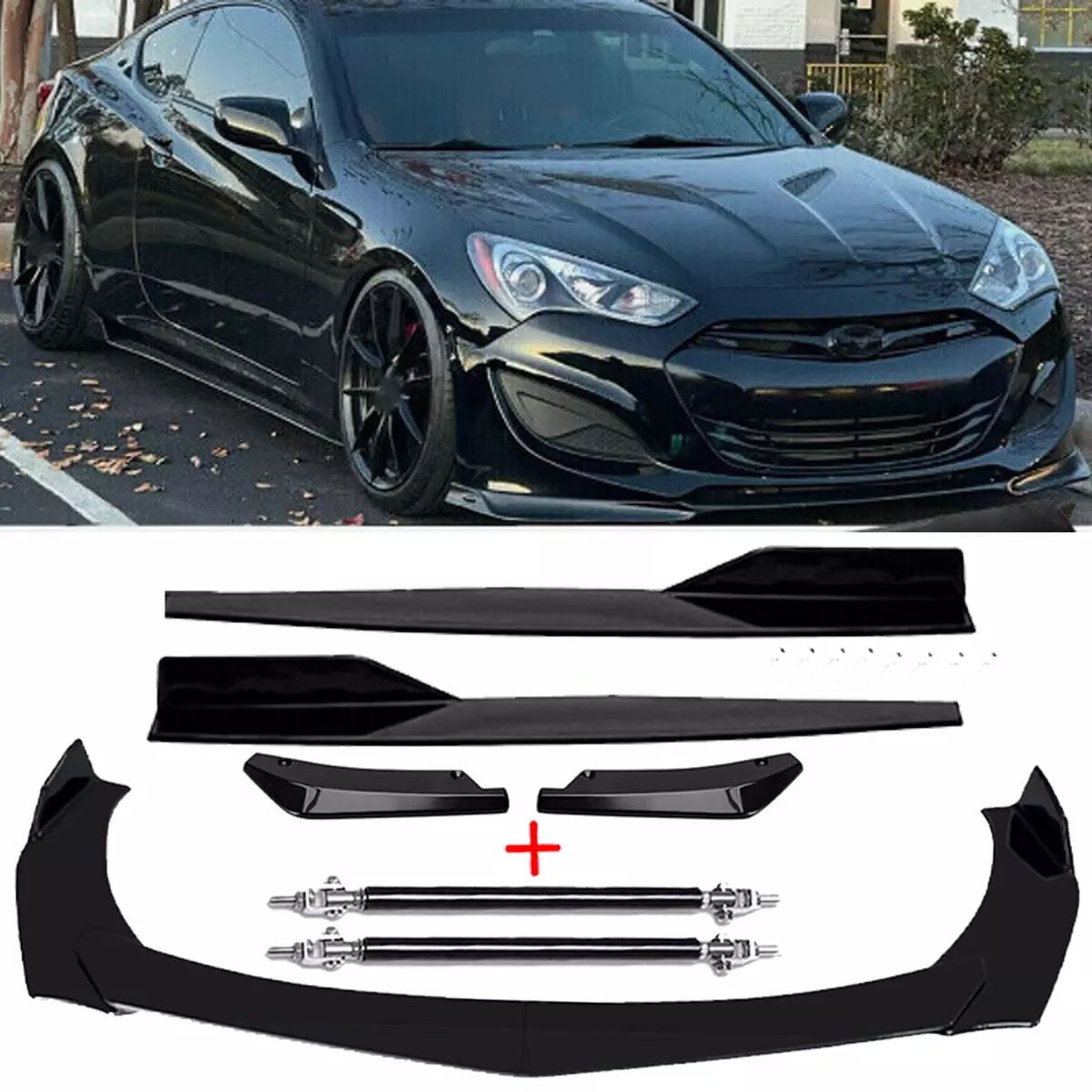 Booming up Front Bumper Lip Spoiler Splitter Side Skirt For Hyundai ...