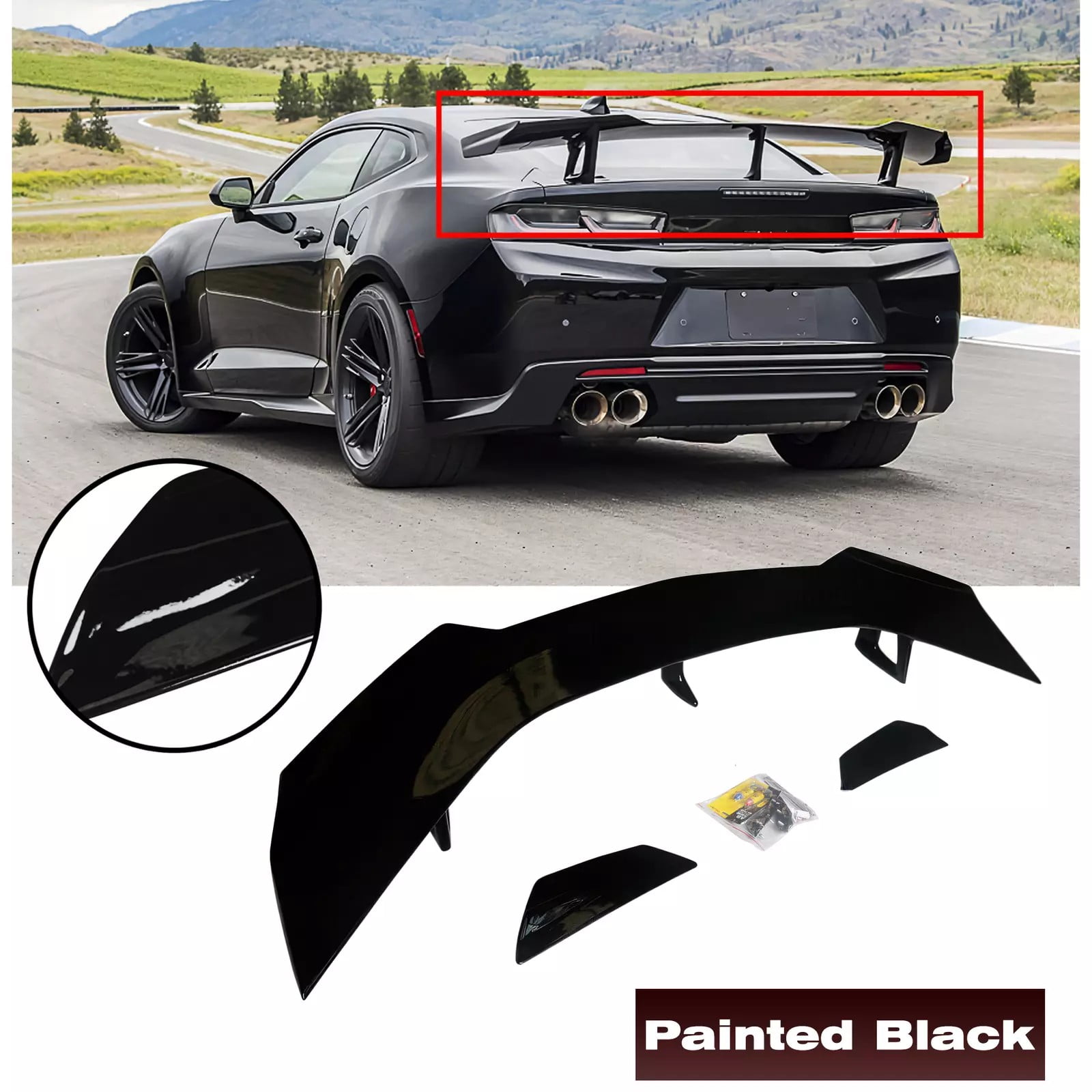 Booming up Gloss Black Trunk Spoiler Wing for Chevy Camaro ZL1 1LE ...