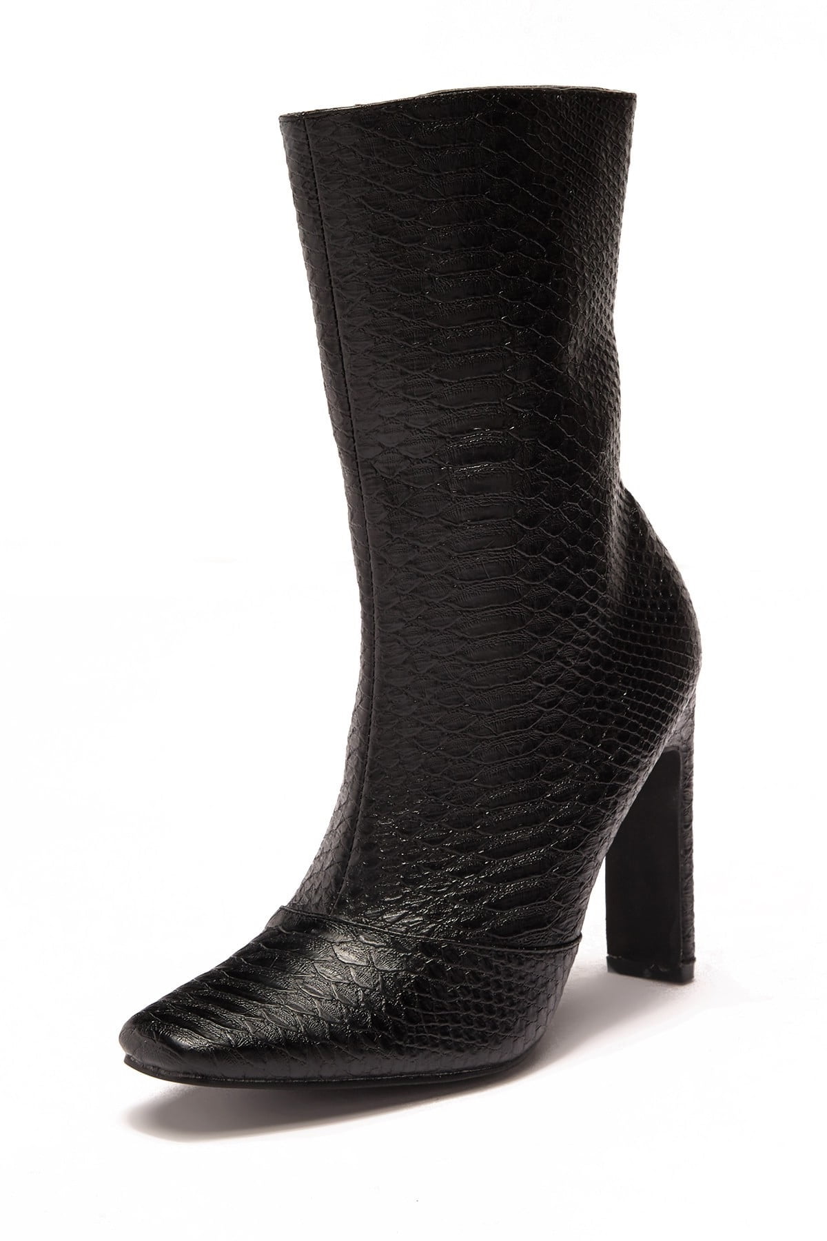 Boomslang Womens Boot Black Snake Round Toe Rectangle Heeled Squared ...