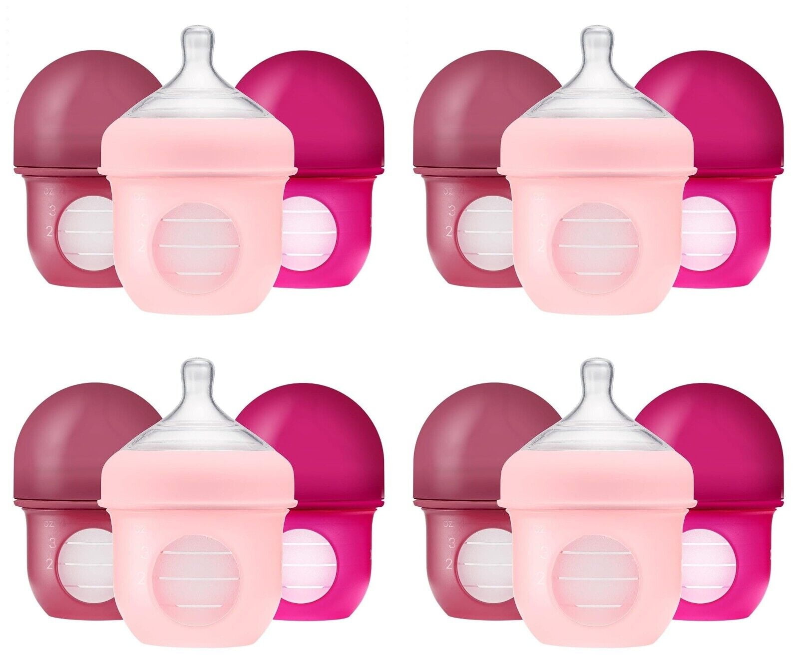 Boon NURSH Silicone Pouch Baby Bottles 0-3 Month Pink Girl 4 fl oz/12 ...