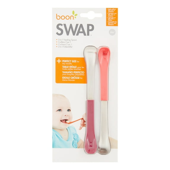 Boon Swap 2-In-1 Baby Spoon Dual Ended Feeding Utensil Pink/Purple ...
